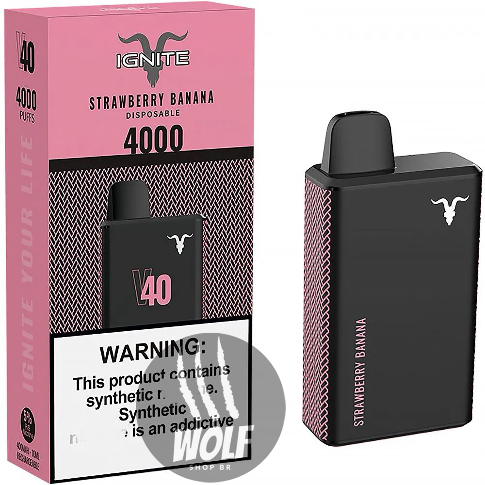 Pod IGNITE V40 - 4000 Puffs - Strawberry Banana - Pod Descartável