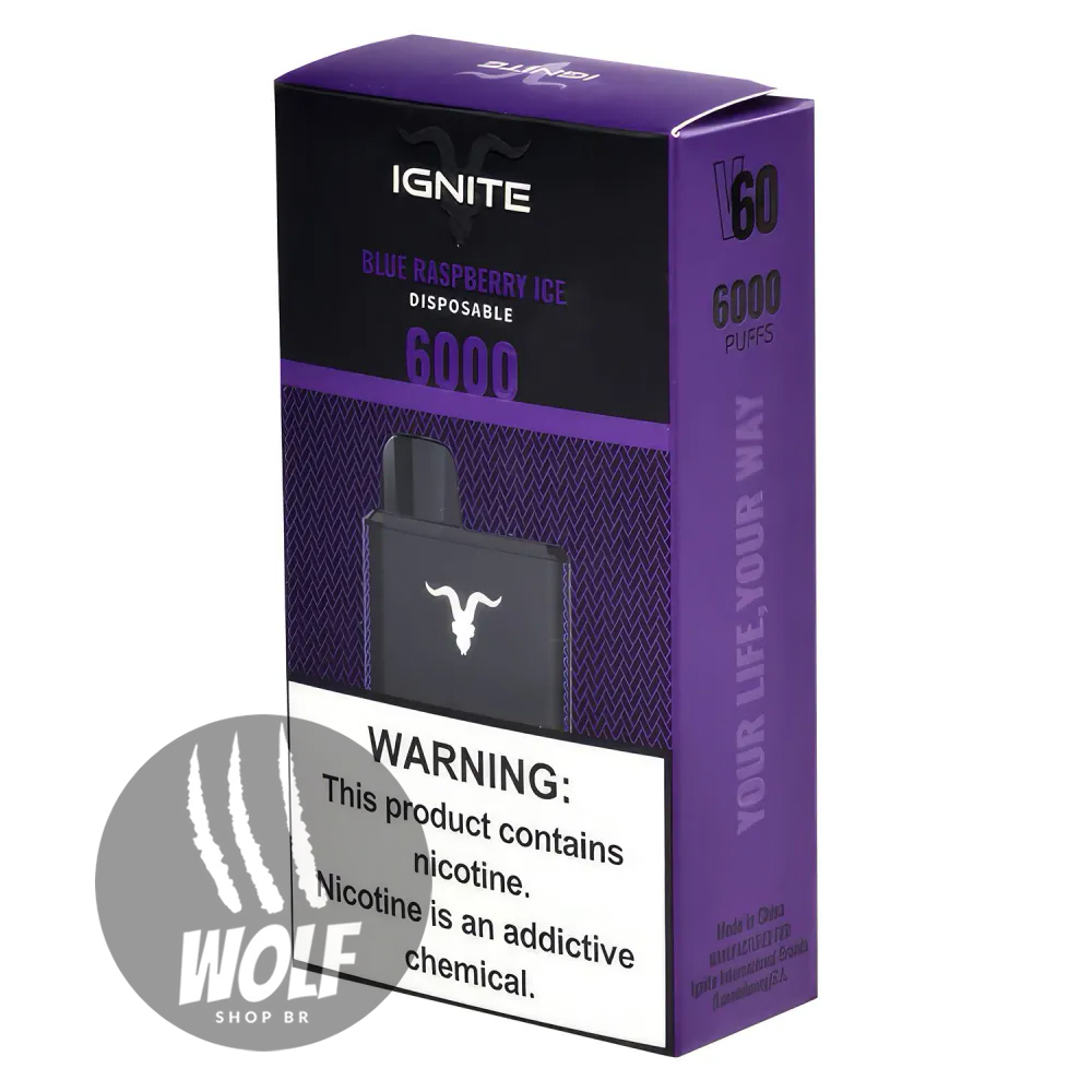 IGNITE V60 - 6000 Puffs - Blue Raspberry Ice - Pod Descartável