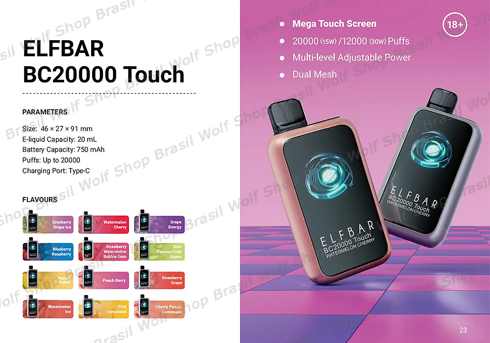ELFBAR BC20000 Touch - 20000 Puffs - Pod Descartável | Wolf Shop Brasil