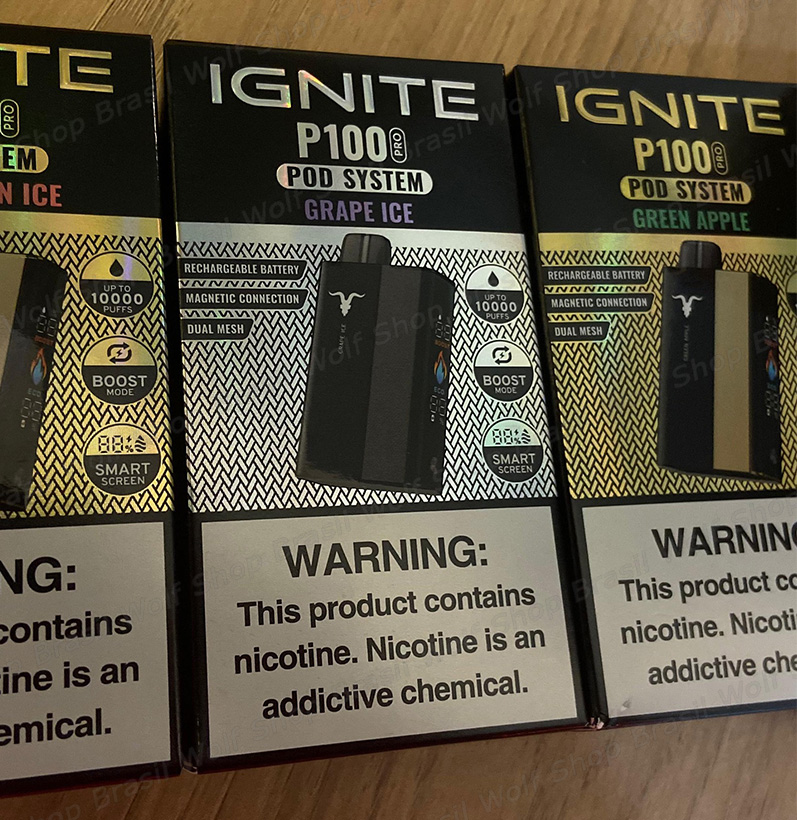 IGNITE P100 PRO Kit - Pod Descartável/Trocável - 10000 Puffs | Wolf ...