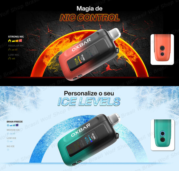 OXBAR Ice Nic Control – Pod Descartável – 35000 Puffs | Wolf Shop Brasil